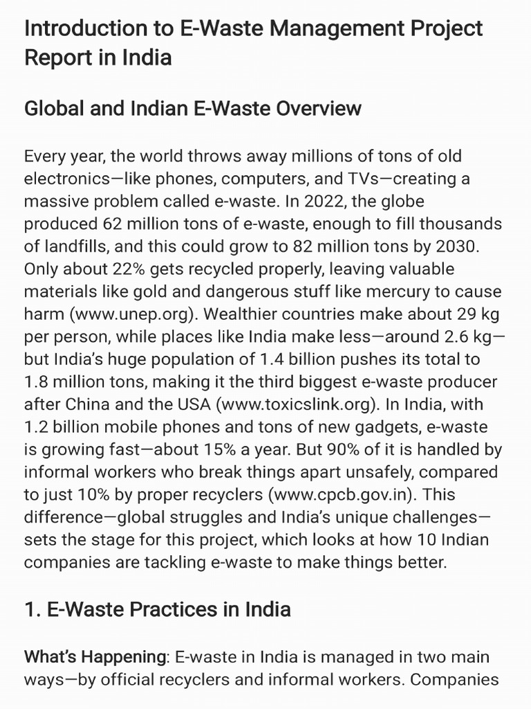 Report of E-Waste Project | PDF
