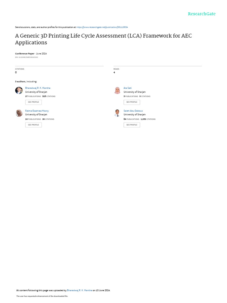 01 - A Generic 3D Printing Life Cycle Assessment LCA FR | PDF | Life ...