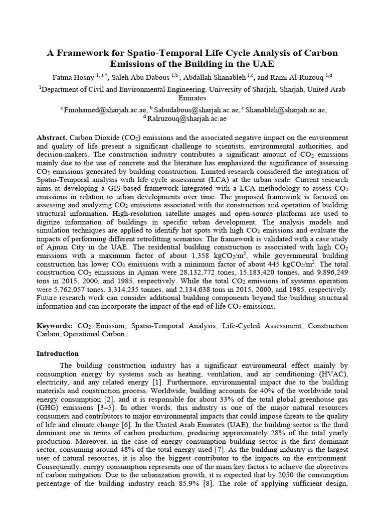 A Framework For Spatio-Temporal Life Cycle Analysis of Carbon Emissions ...