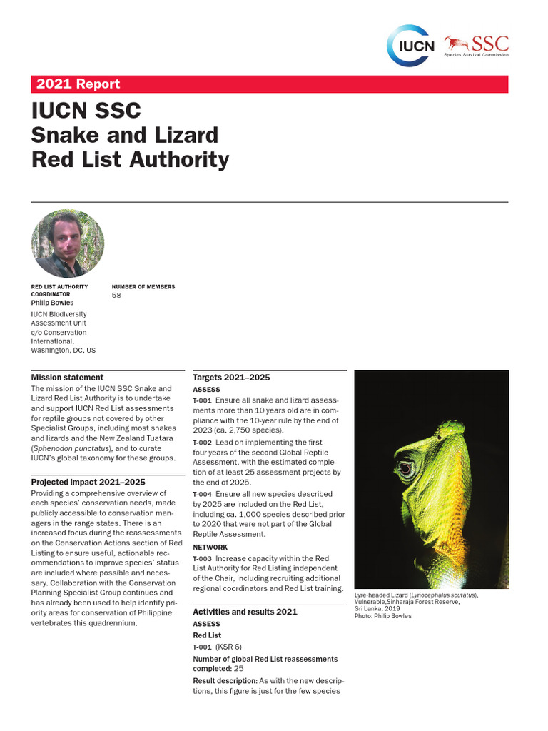 IUCN SSC Snake and Lizard Red List Authority | PDF | Natural ...