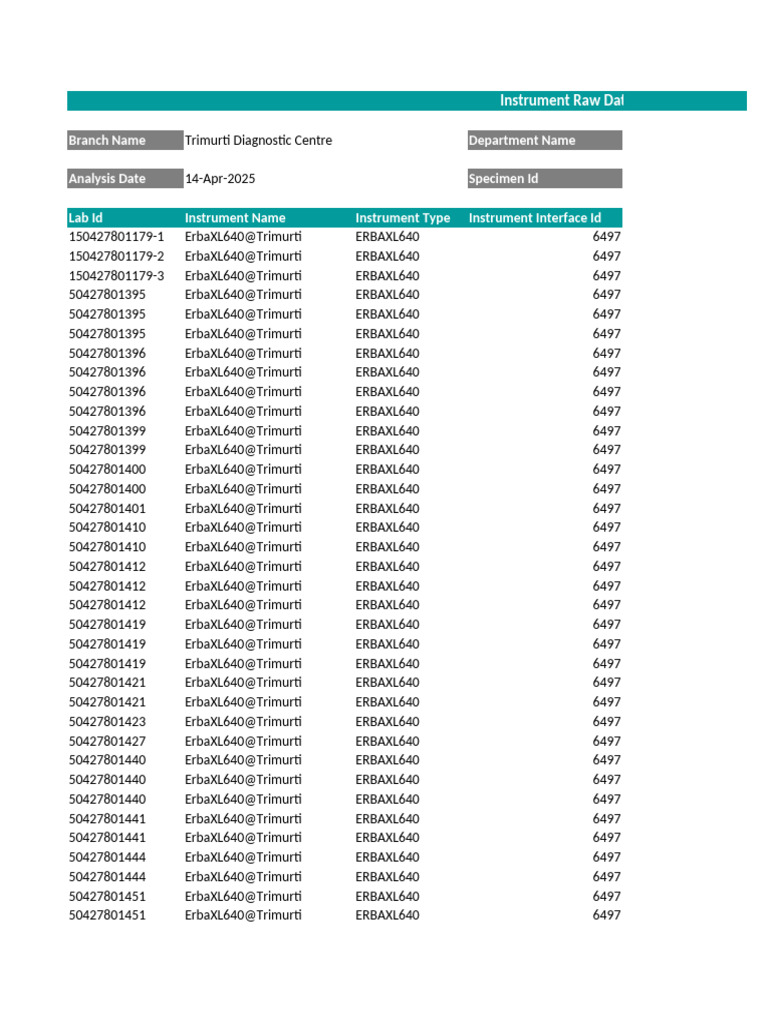 ErbaXL640 Instrument Data Report | PDF | Data | Computing