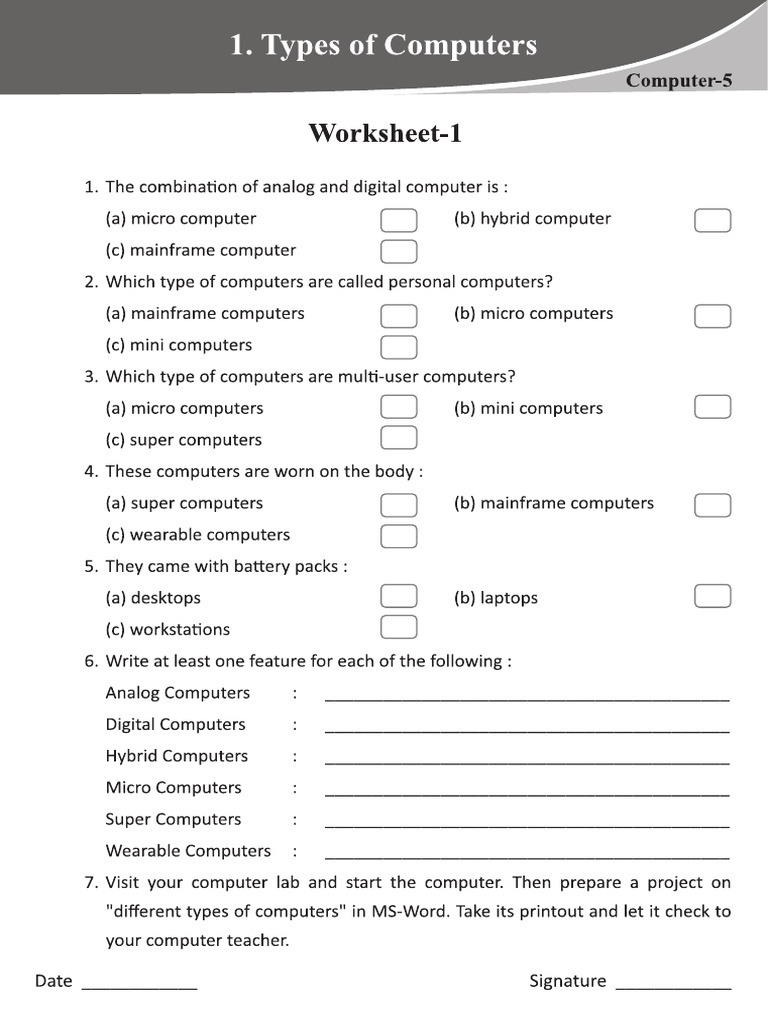 Class 5 Worksheets | PDF
