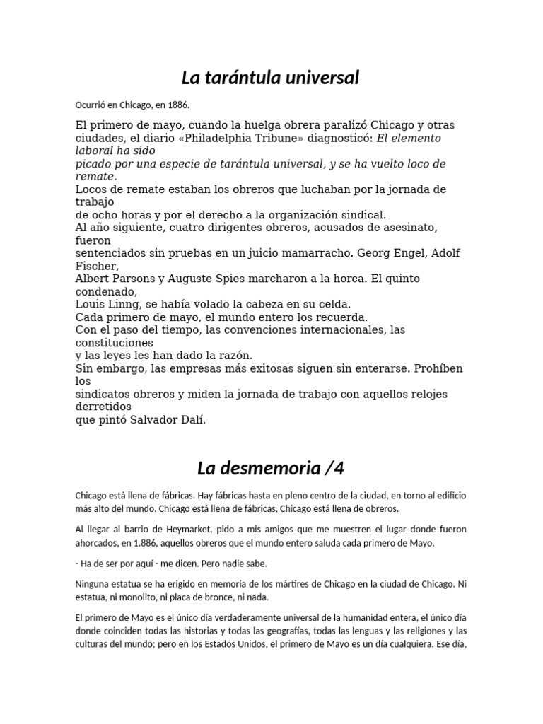 La tarántula universal en Chicago 1886 | PDF