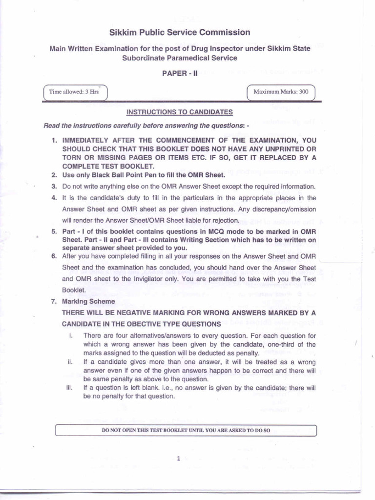 Drug Inspector Paper II | PDF