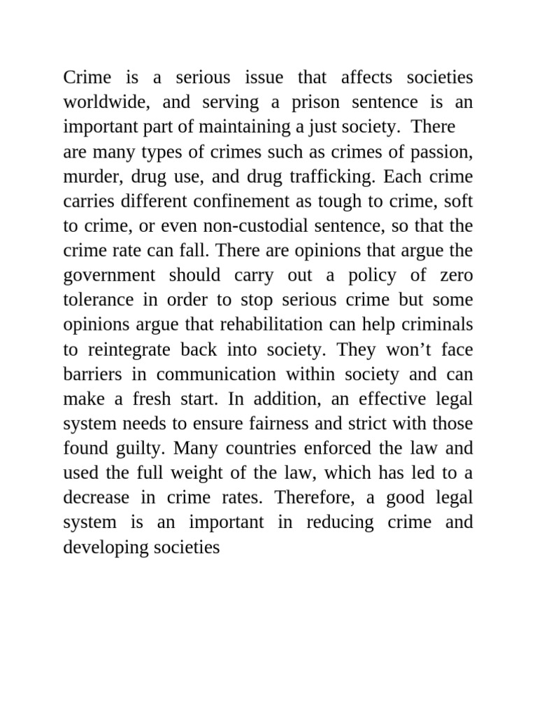 Crime Is A Serious Issue That Affects Societies Worldwide | PDF