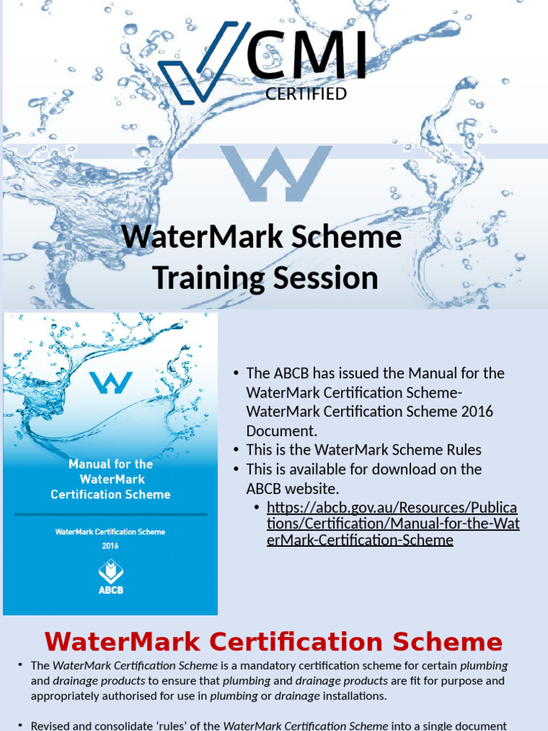 WaterMark Certification Scheme Overview | PDF | Certification ...