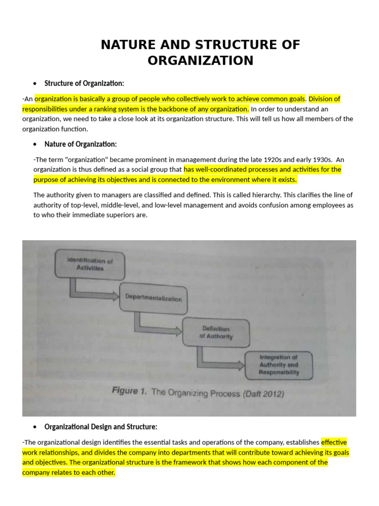 NATURE-AND-STRUCTURE-OF-ORGANIZATION-2.0 | PDF | Organizational ...