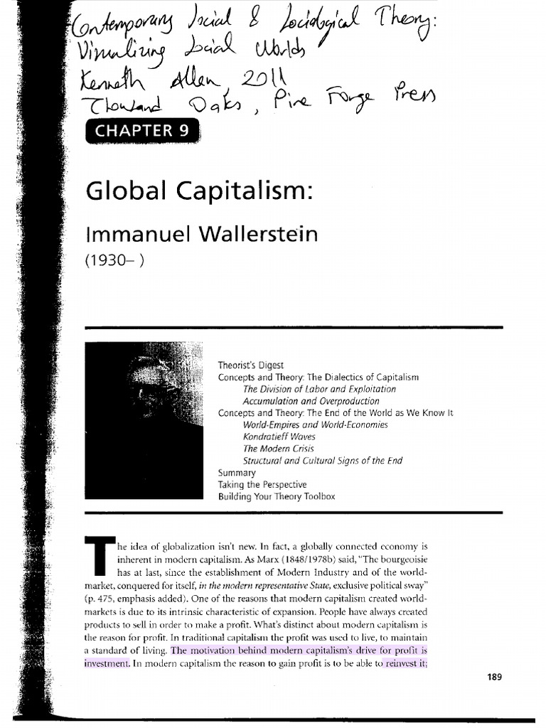 B7 - Immanuel Wallerstein-1 | PDF | World Systems Theory | Capitalism