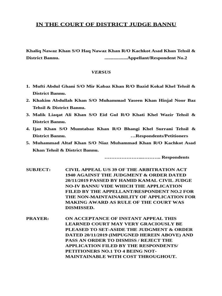 Civil Appeal Mufti Abdul Ghani | PDF | Judgment (Law) | Appeal