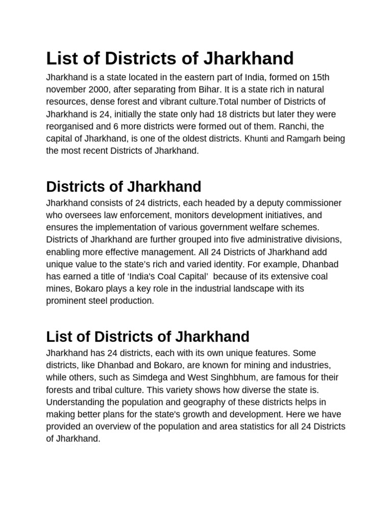 List of Districts of Jharkhand | PDF | Mining | Minerals