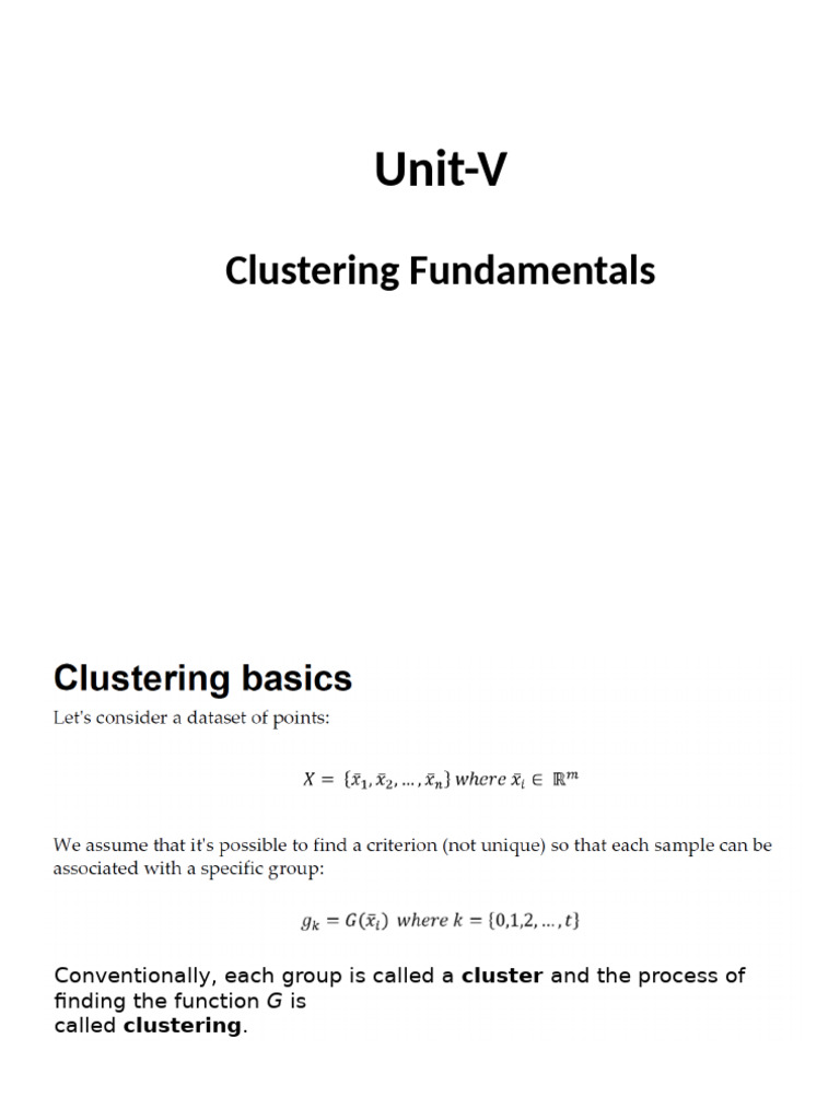 Unit-V Clustering Part 1 | PDF | Cluster Analysis | Applied Mathematics