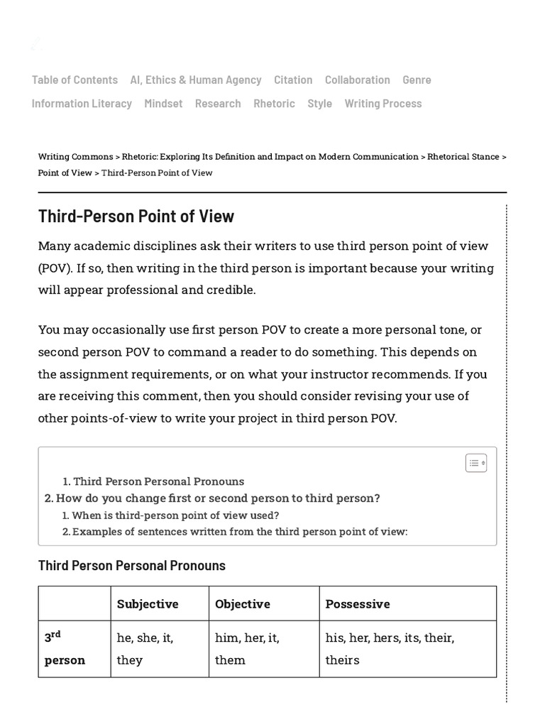 W05 - Third-Person Point of View - Writing Commons | PDF | Rhetoric | Creative Commons