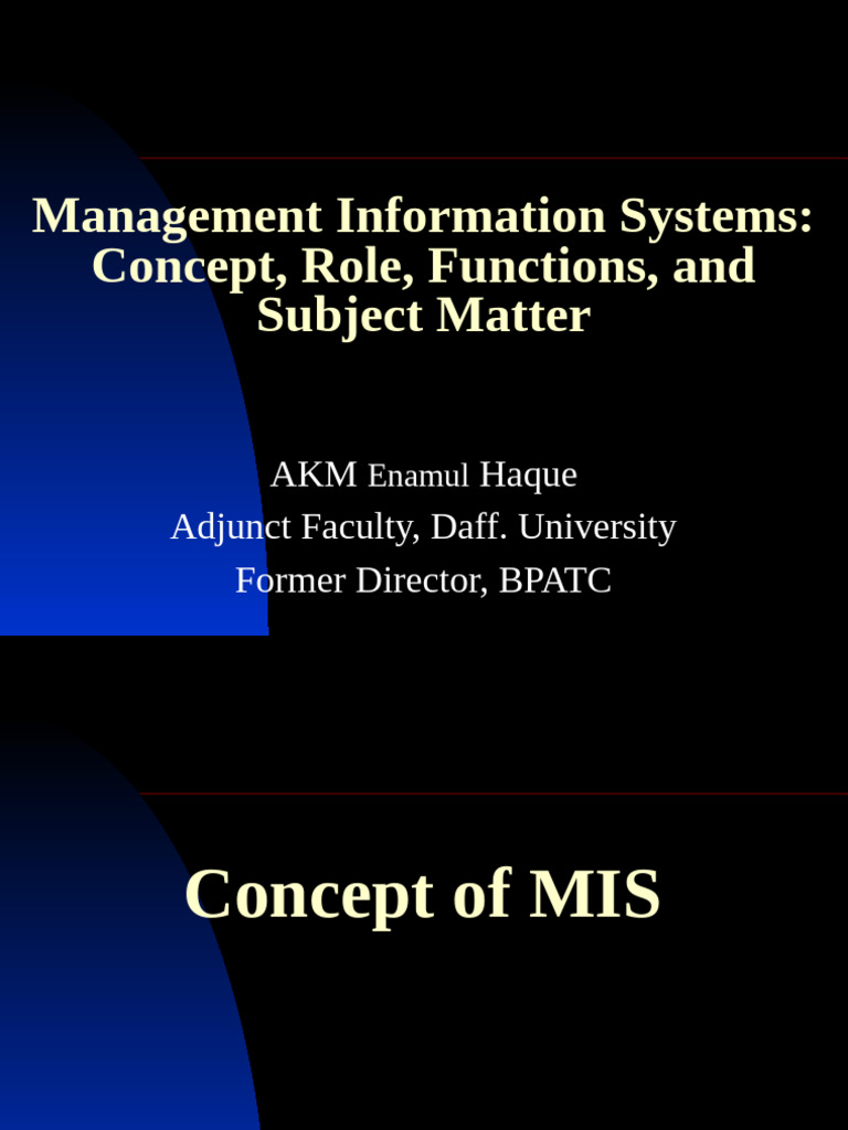 BSCIC MIS Main | PDF | Information | Management Information System