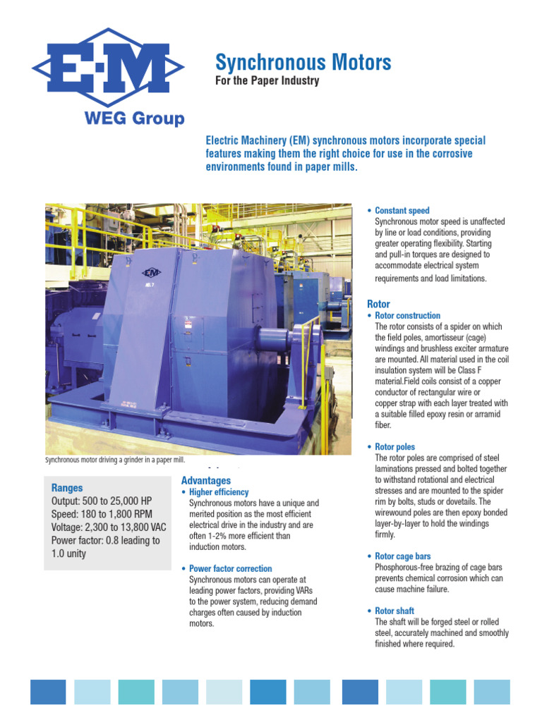 WEG Synchronous Motors For The Paper Industry Usa10014 Brochure English | PDF | Electric Motor ...