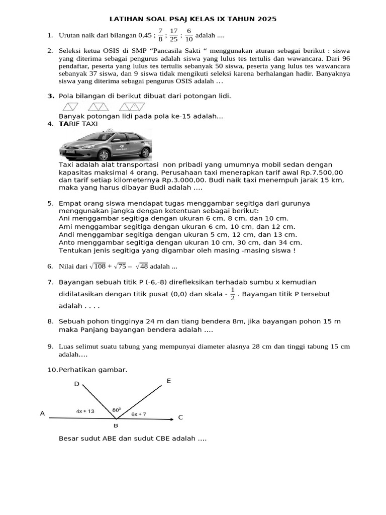 Latihan Soal Psaj Kelas Ix 2025 | PDF