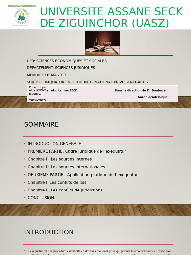 Présentation Mémoire Master UASZ | PDF | Traité | Justice