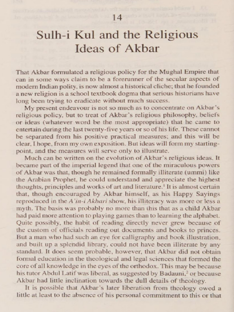 Athar Ali, Sulh-I-Kul and Religious Ideas of Akbar | PDF