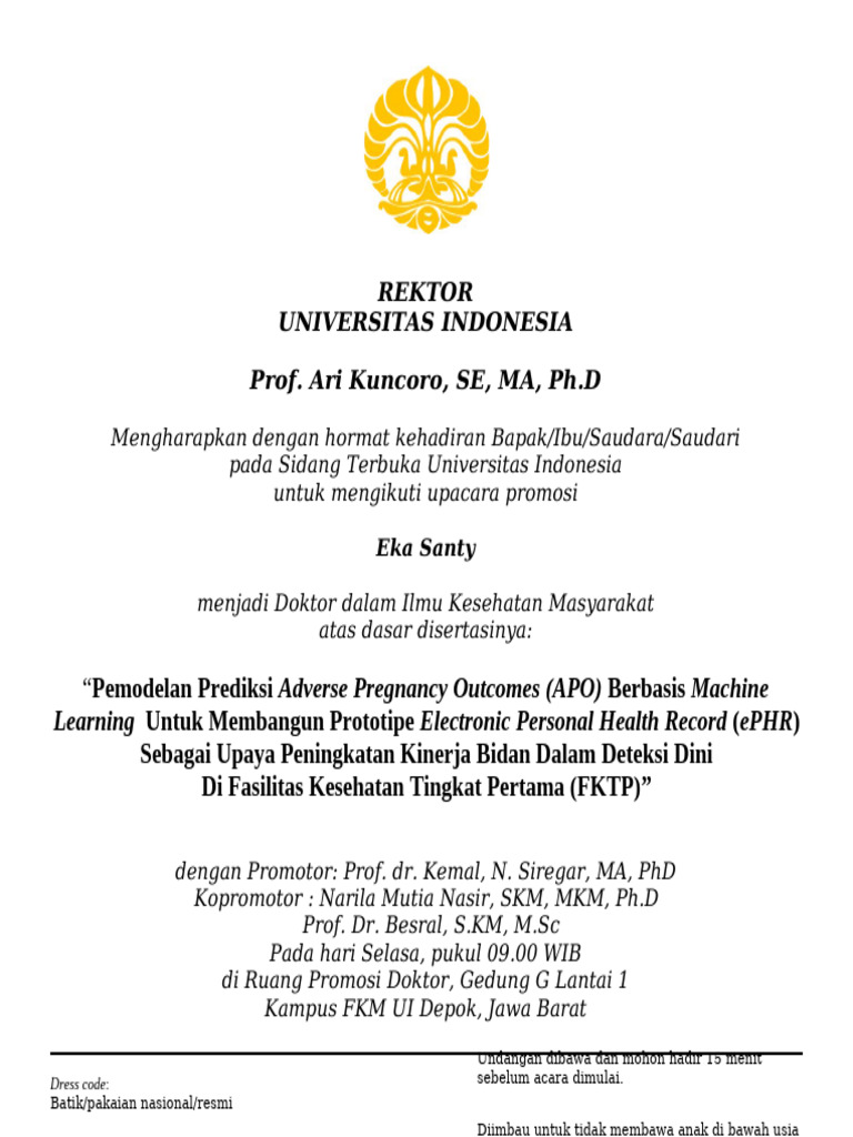 Template Undangan Tamu Promdok - Rektor - Rev | PDF