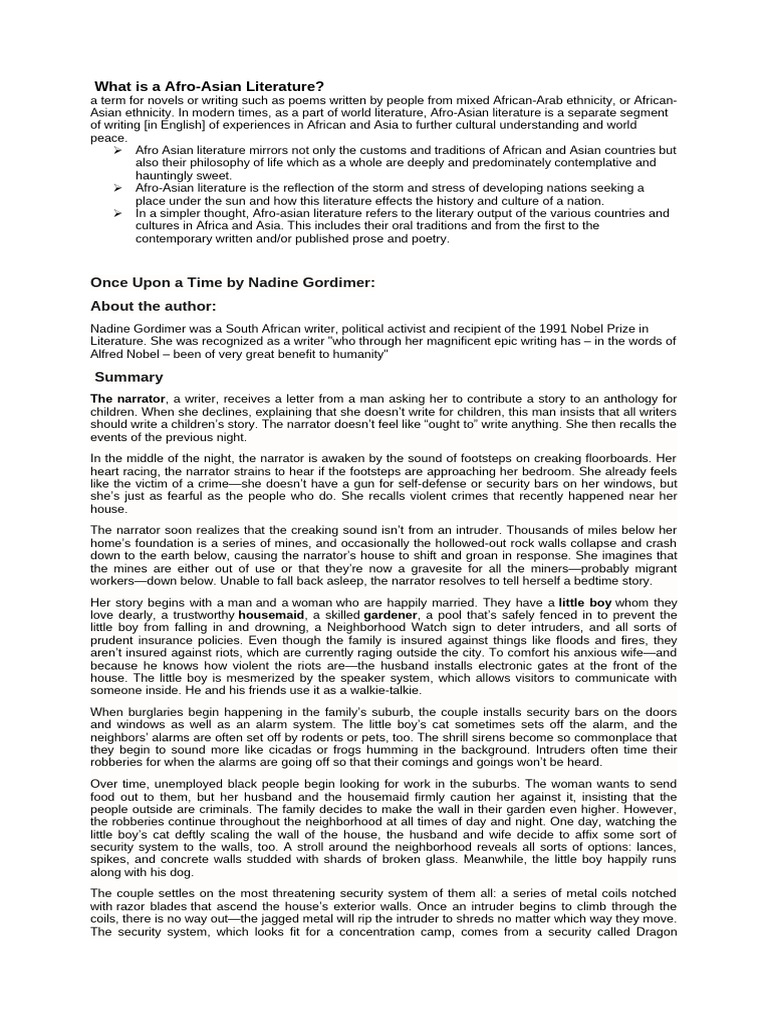 Once Upon A Time by N. Gordimer | PDF | Plot (Narrative) | Apartheid