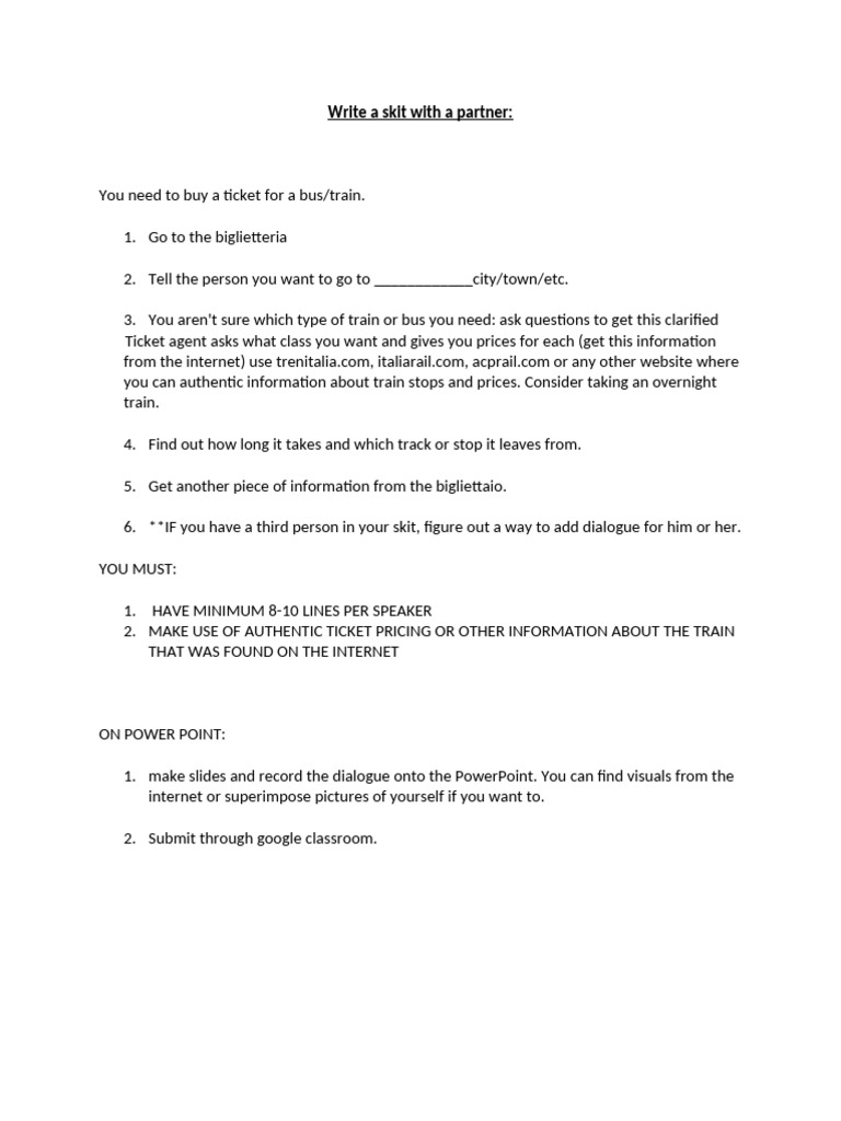 Skit Guide: Buying Train Tickets | PDF