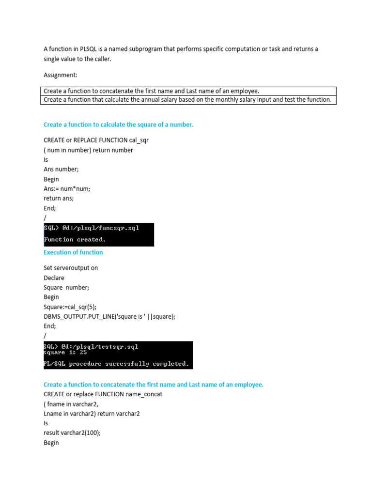Explanation Function PLSQL | PDF