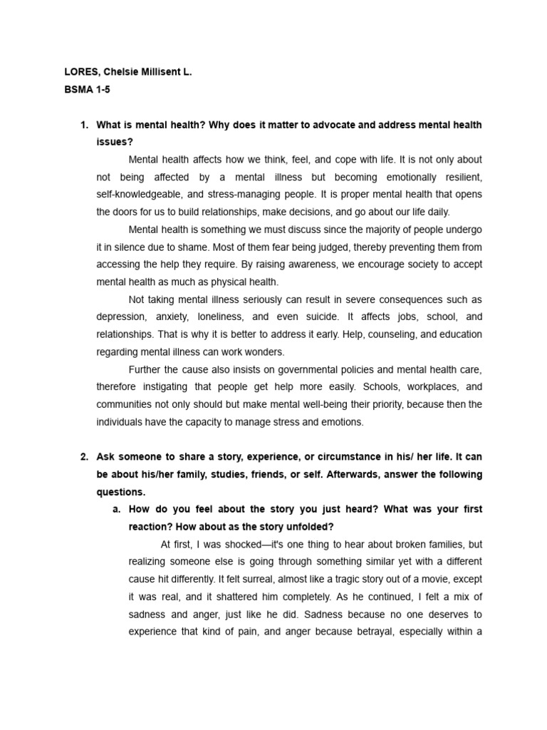 Lores, Chelsie Millisent Cwts Module 2 Assesment | PDF | Mental Health | Psychological Trauma