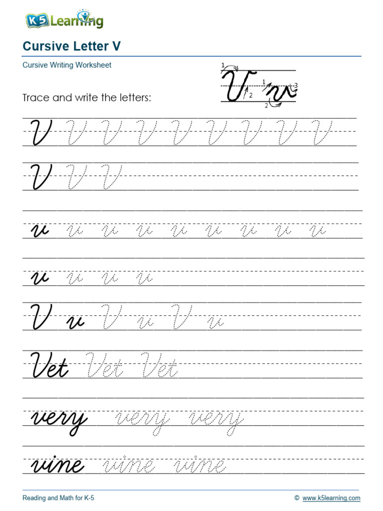 Handwriting Letters VV Printable | PDF