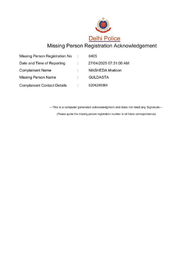 Missing Person Report | PDF