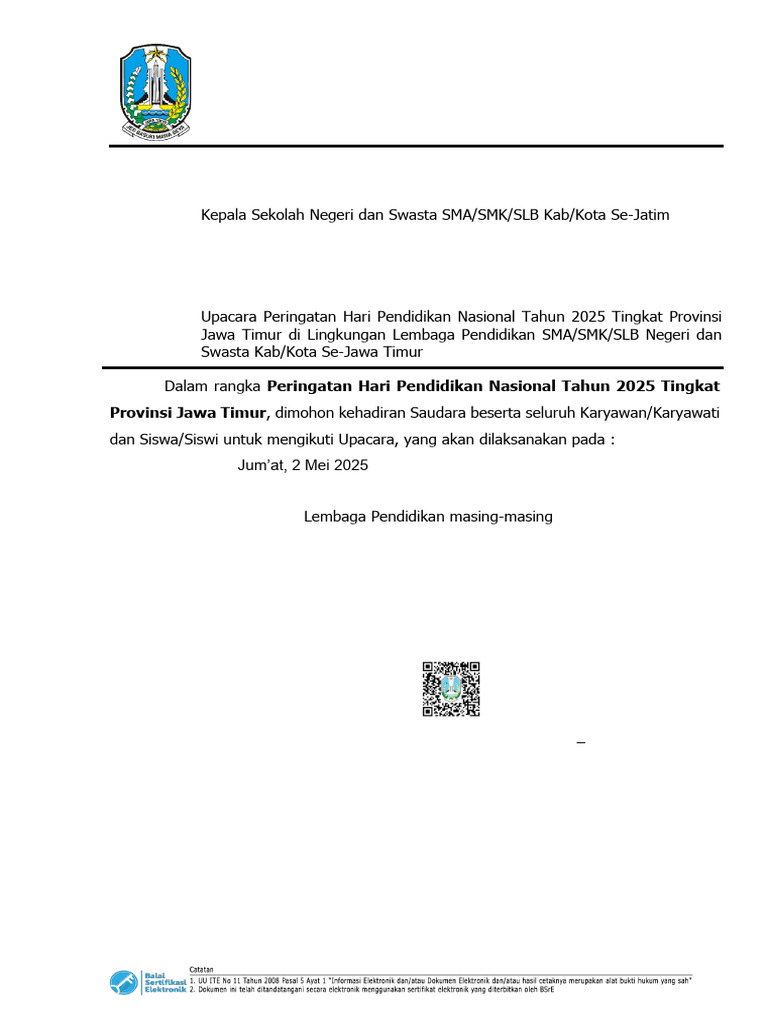 NOTA DINAS PERINGATAN HARDIKNAS TAHUN 2025 LEMBAGA - Sign | PDF