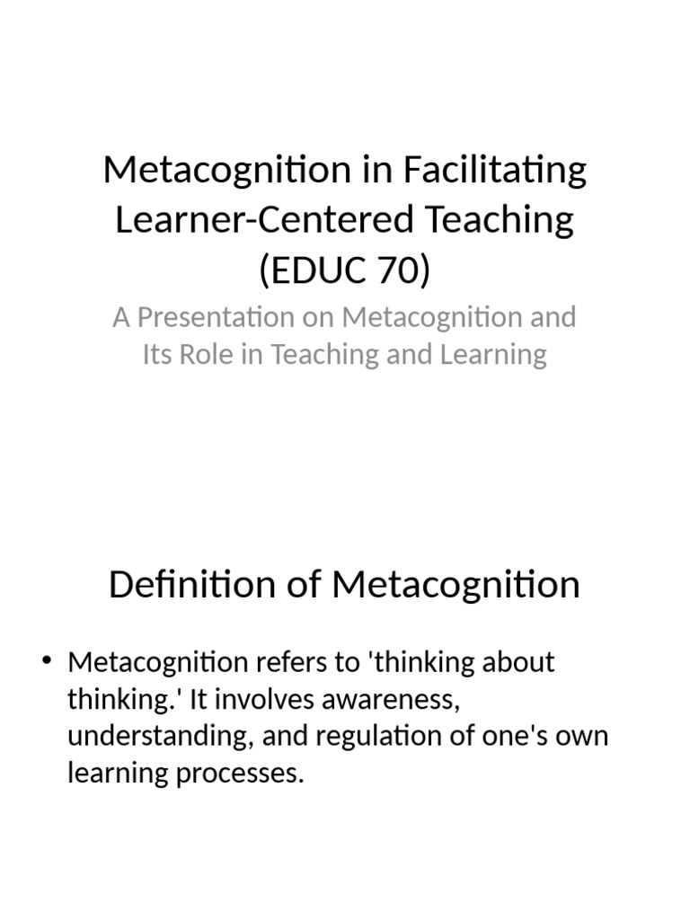 Metacognition Learner-Centered Teaching | PDF