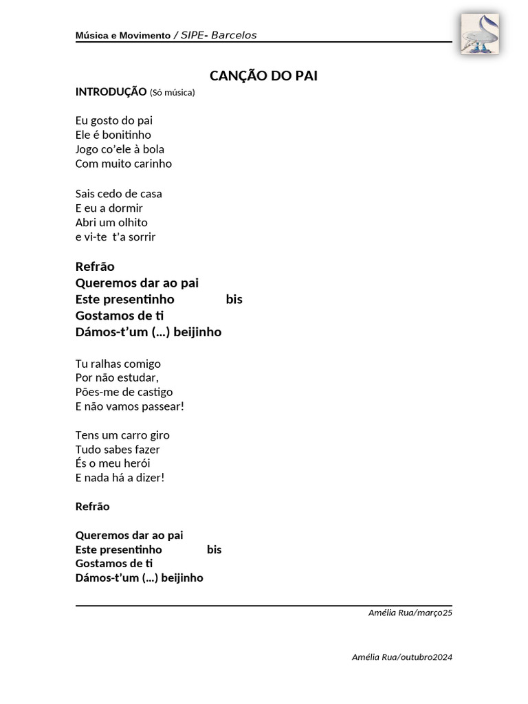 Canção do Pai: Letra e Movimento | PDF