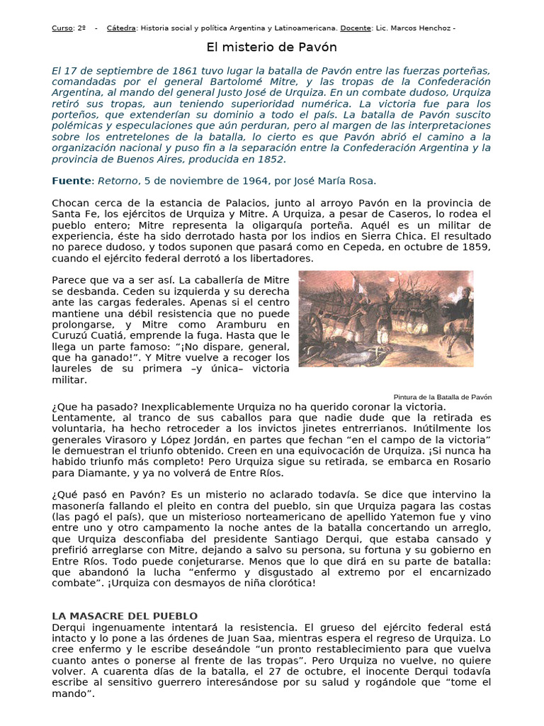 El Misterio de Pavon - Pen Aloza y Lopez Jordan | PDF | Argentina