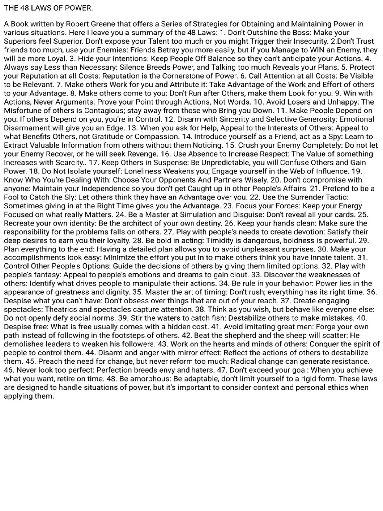 The 48 Laws of Power | PDF