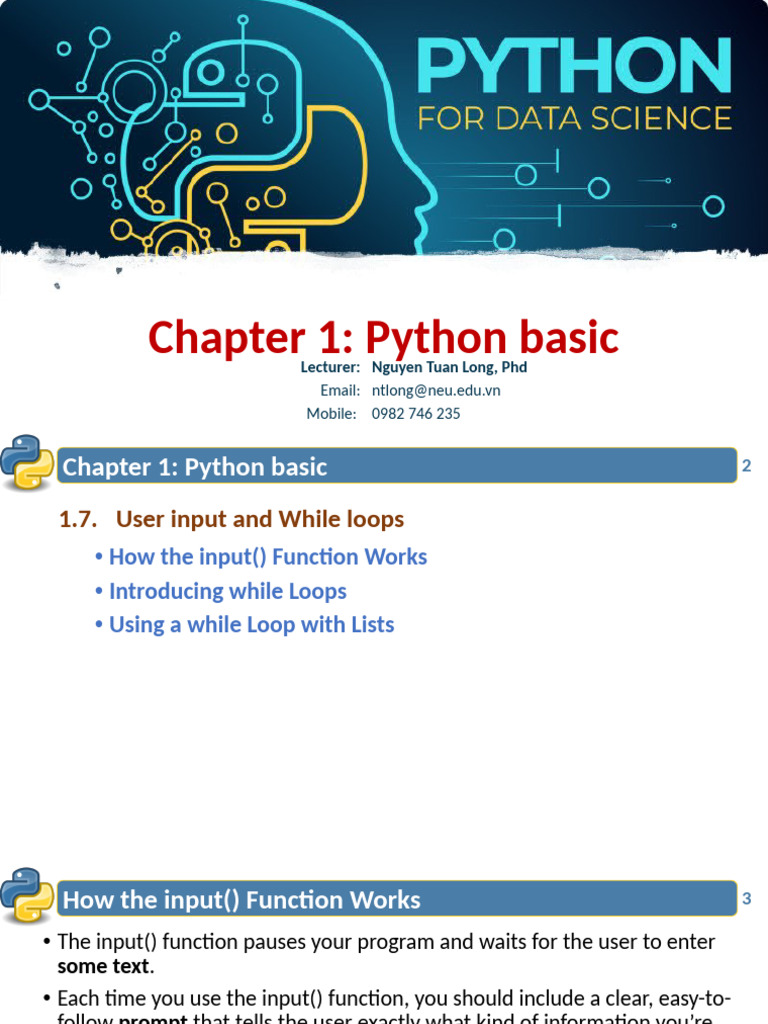 7 - User Input and While Lopps | PDF