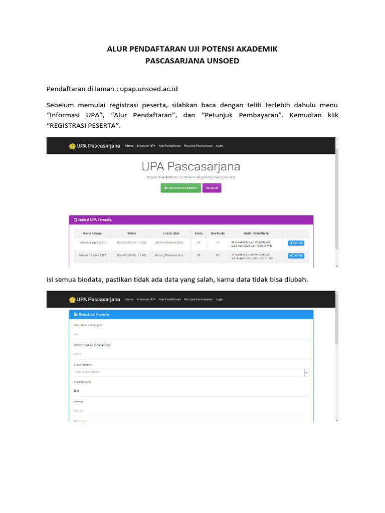 Alur Pendaftaran Uji Potensi Pascasarjana | PDF