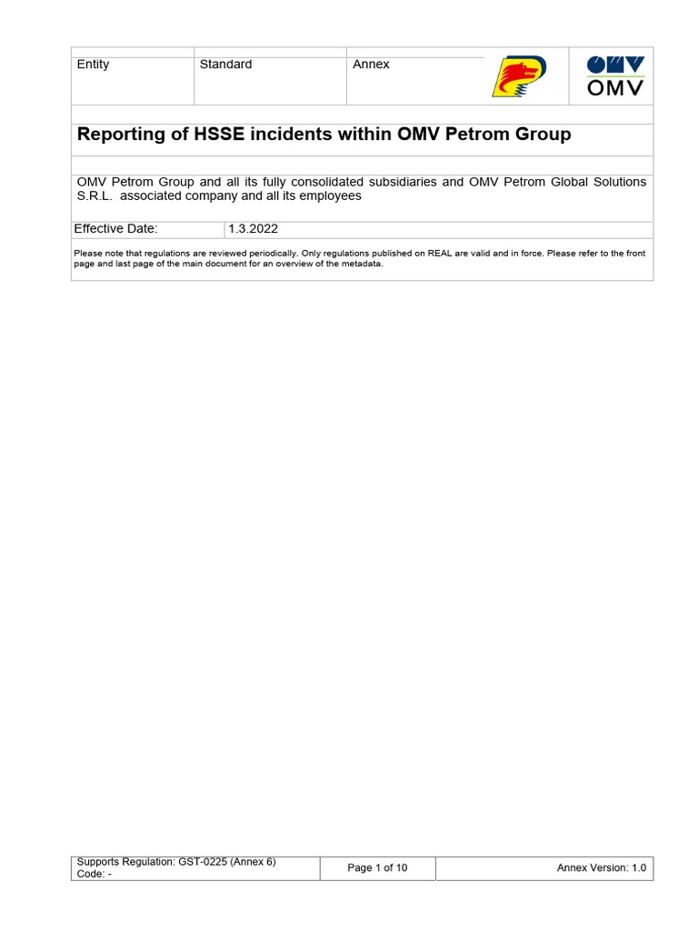 Annex 6 - Reporting of HSSE Incidents ENG | PDF