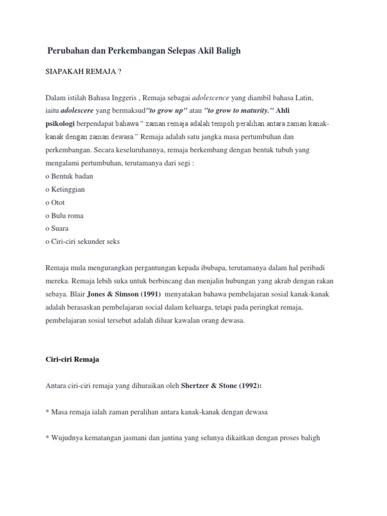 Perubahan Dan An Selepas Akil Baligh | PDF