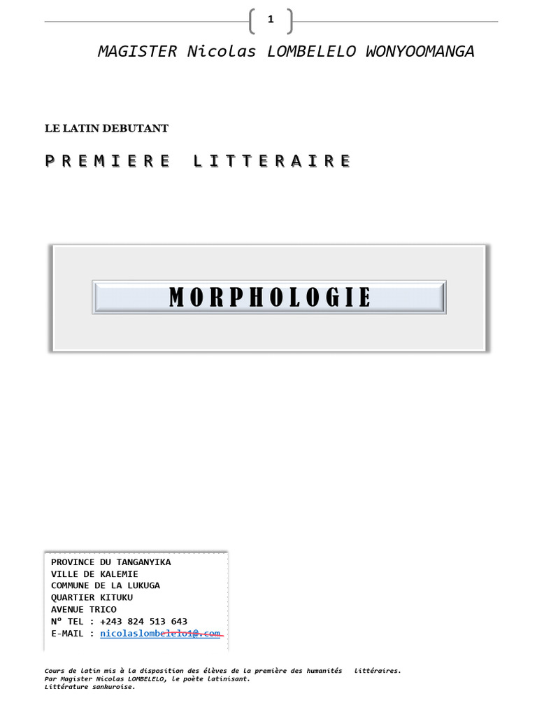 Cours de Latin Débutant pour 1ère Littéraire | PDF | Genre grammatical ...