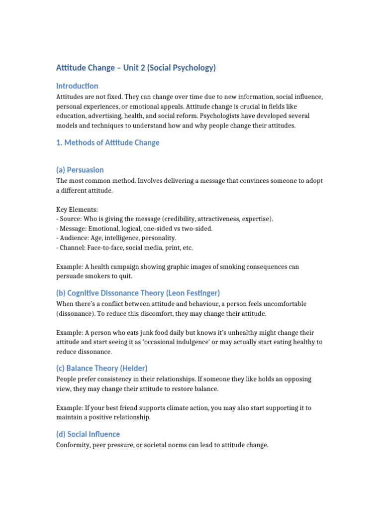 Understanding Attitude Change in Psychology | PDF | Attitude ...