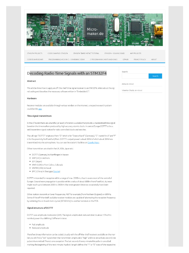 Ecoding Radio Time Signals With An STM32F4 | PDF