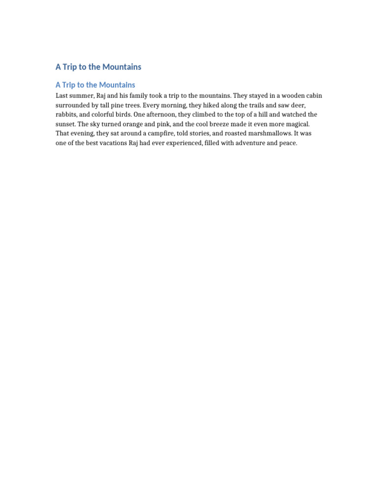 Memorable Family Trip to the Mountains | PDF