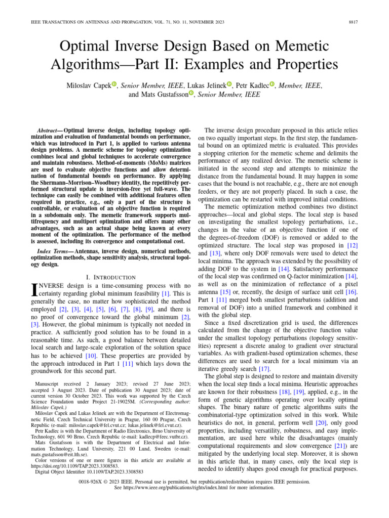 2023B Capek Etal-Optimal Inverse Design Based On Memetic AlgorithmsPart II Examples and ...