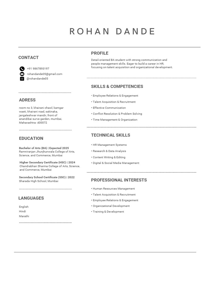 Curriculum Vitae (CV) | PDF