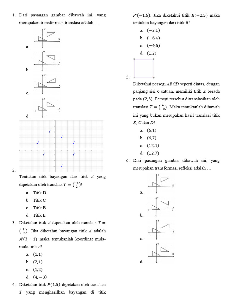 Soal Transformasi Geometri Uas | PDF