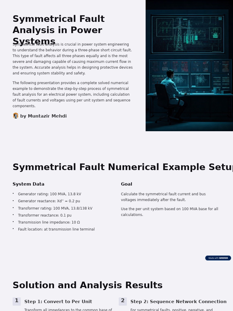 Symmetrical Fault Analysis in Power Systems | PDF