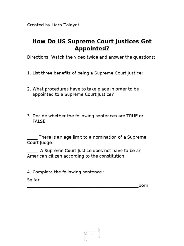 How Do US Supreme Court Justices Get Appointed Video Questions Sepember ...