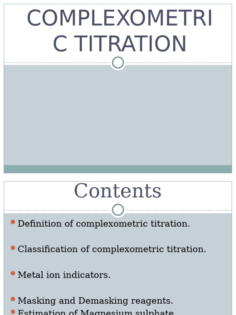 Complexometric Titration | PDF | Chemistry | Titration