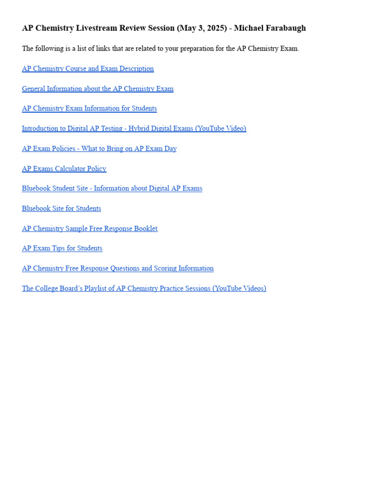 AP Chemistry Review Session 2025 | PDF | Multiple Choice | Student ...