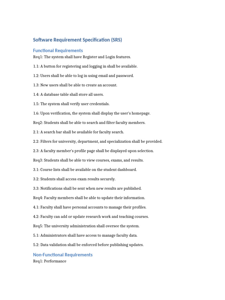 SRS Requirements | PDF