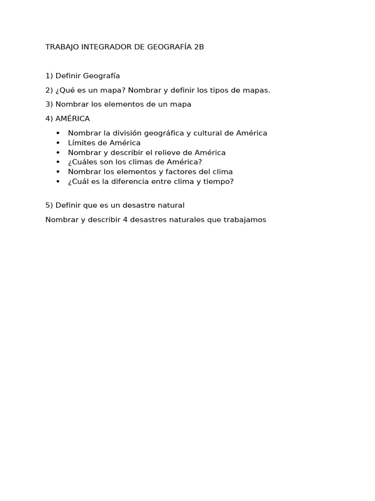 Integrador Geografía 2B | PDF